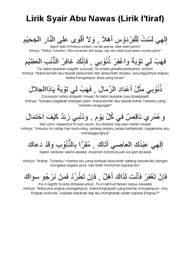 Lirik Syair Abu Nawas | PDF