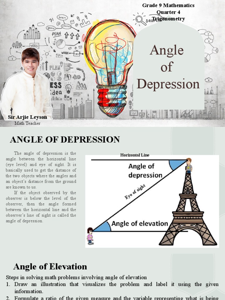 Solving Problems Involving Angle Of Elevation Depression Pdf Angle