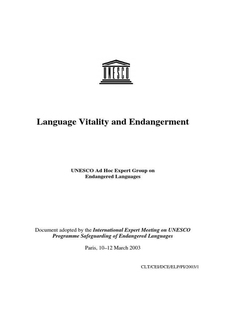 Language Vitality and Endangerment: UNESCO Ad Hoc Expert Group On ...