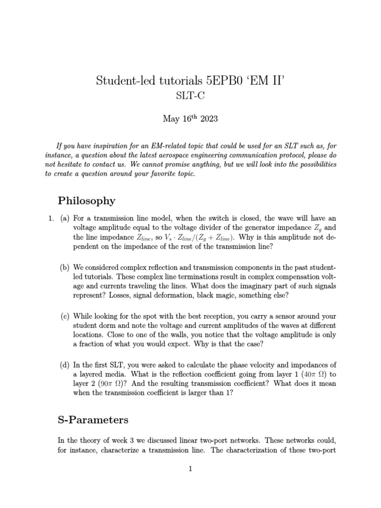 SLT-C Questions | PDF | Transmission Line | Information And ...