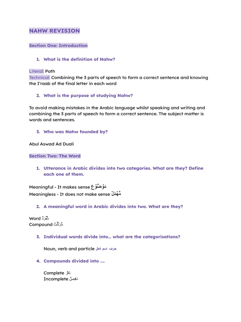 NAHW Revision Questions | PDF | Word | Noun