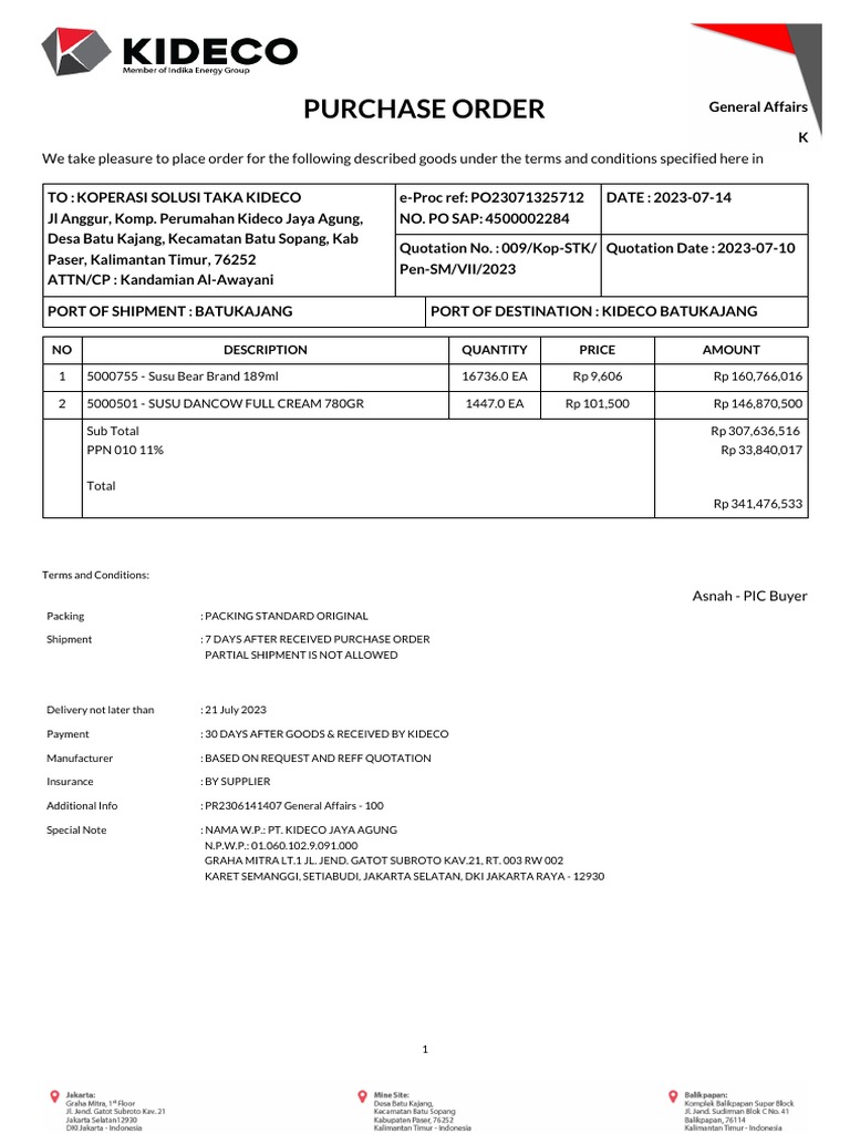 Purchase Order - PO23071325712 | PDF | Business Law | Private Law