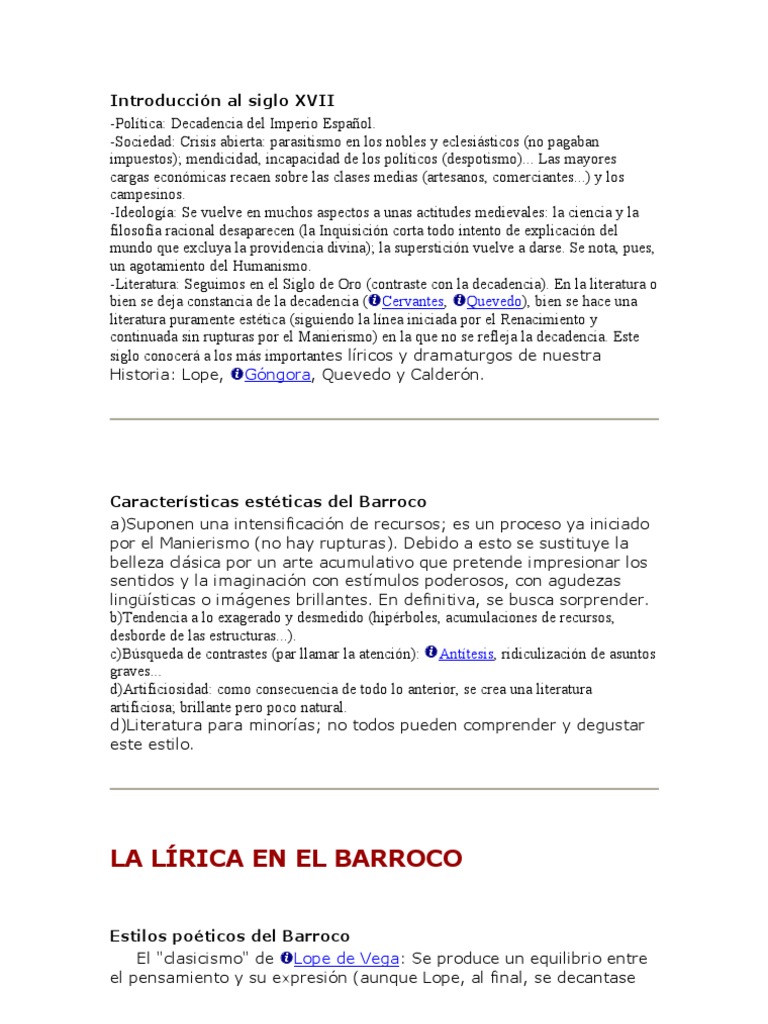 Introducción Al Siglo XVII | PDF | Barroco | Literatura española