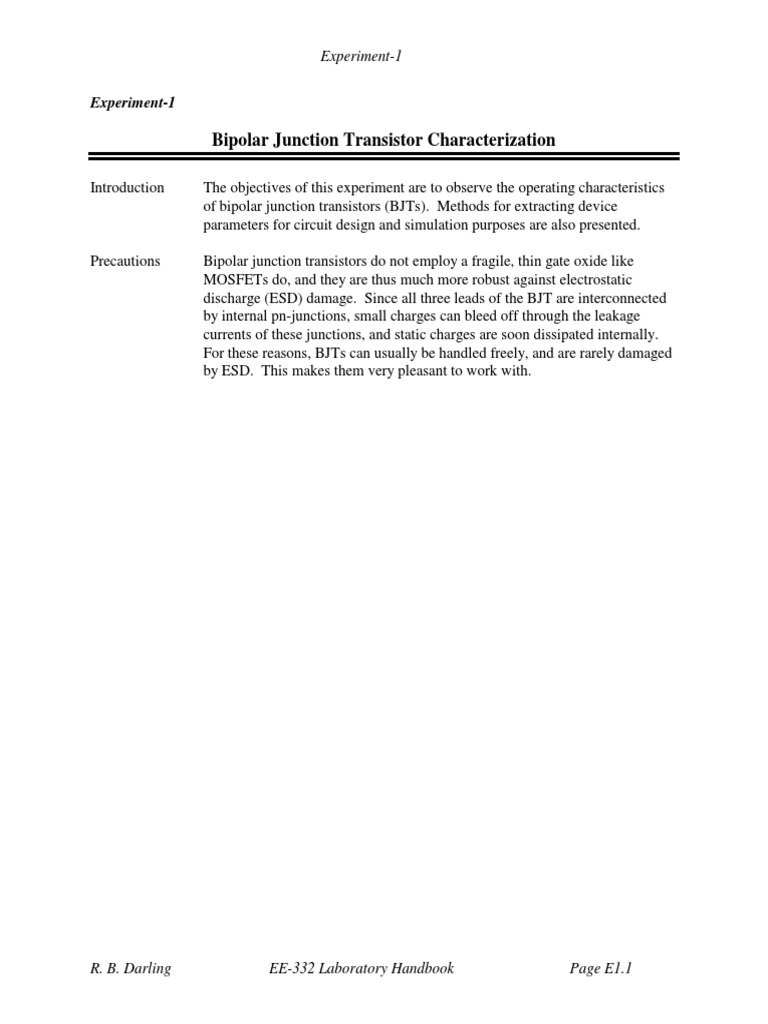 Bipolar Junction Transistor Characterization | Download Free PDF | Bipolar Junction Transistor ...