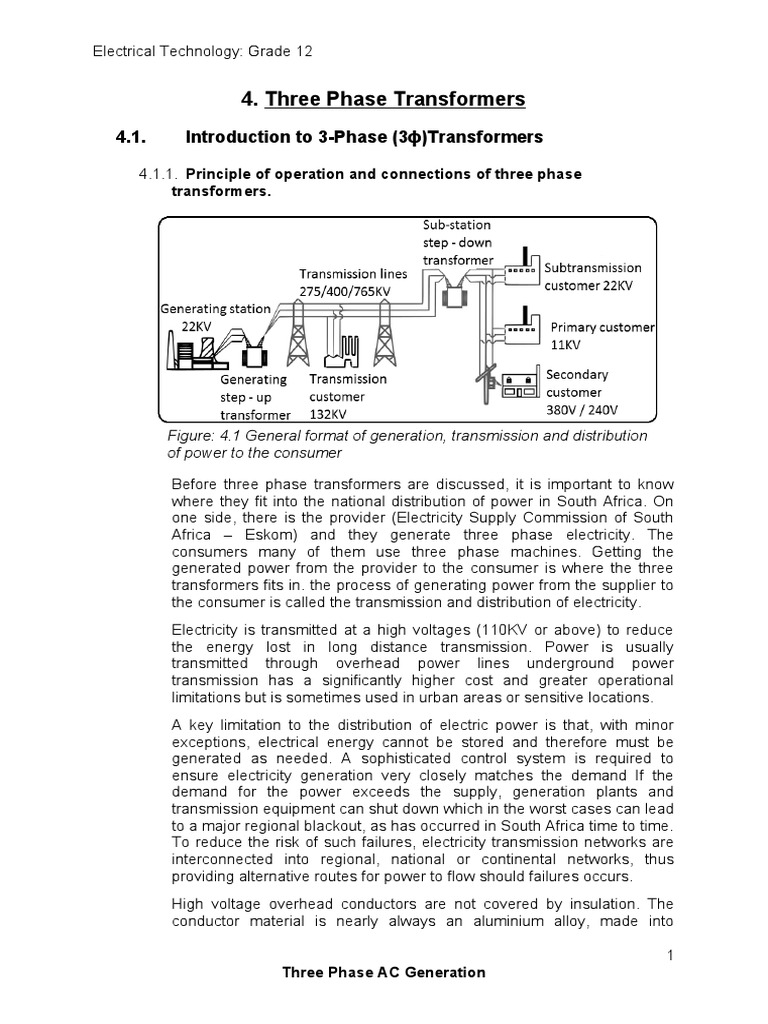 02 Electech Gr 12 Topic 4 Three Phase Transformers Template 1 Pdf