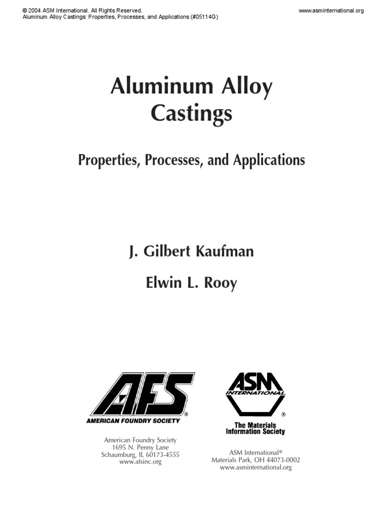 Aluminium Alloy Castings Properties, Processes and Applications | PDF | Casting (Metalworking ...