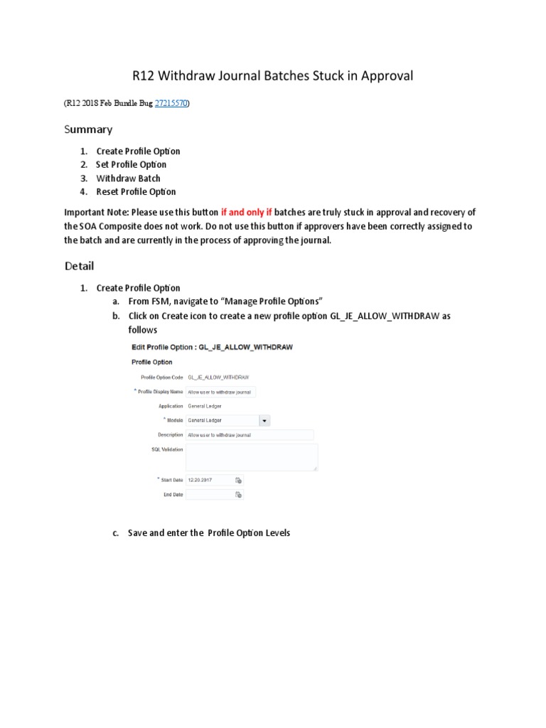 R12 Withdraw Journal Batches Stuck in Approval2 | PDF