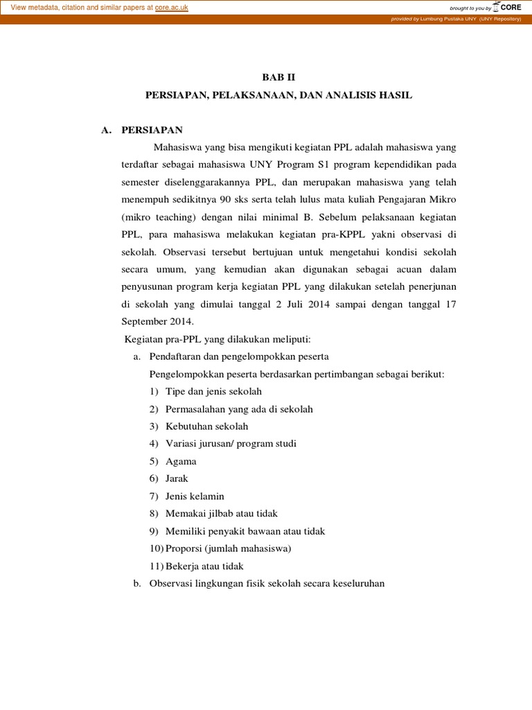 Bab Ii Persiapan, Pelaksanaan, Dan Analisis Hasil: Provided by Lumbung ...