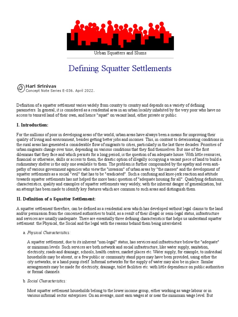 Defining Squatter Settlements | PDF | Squatting | Slum