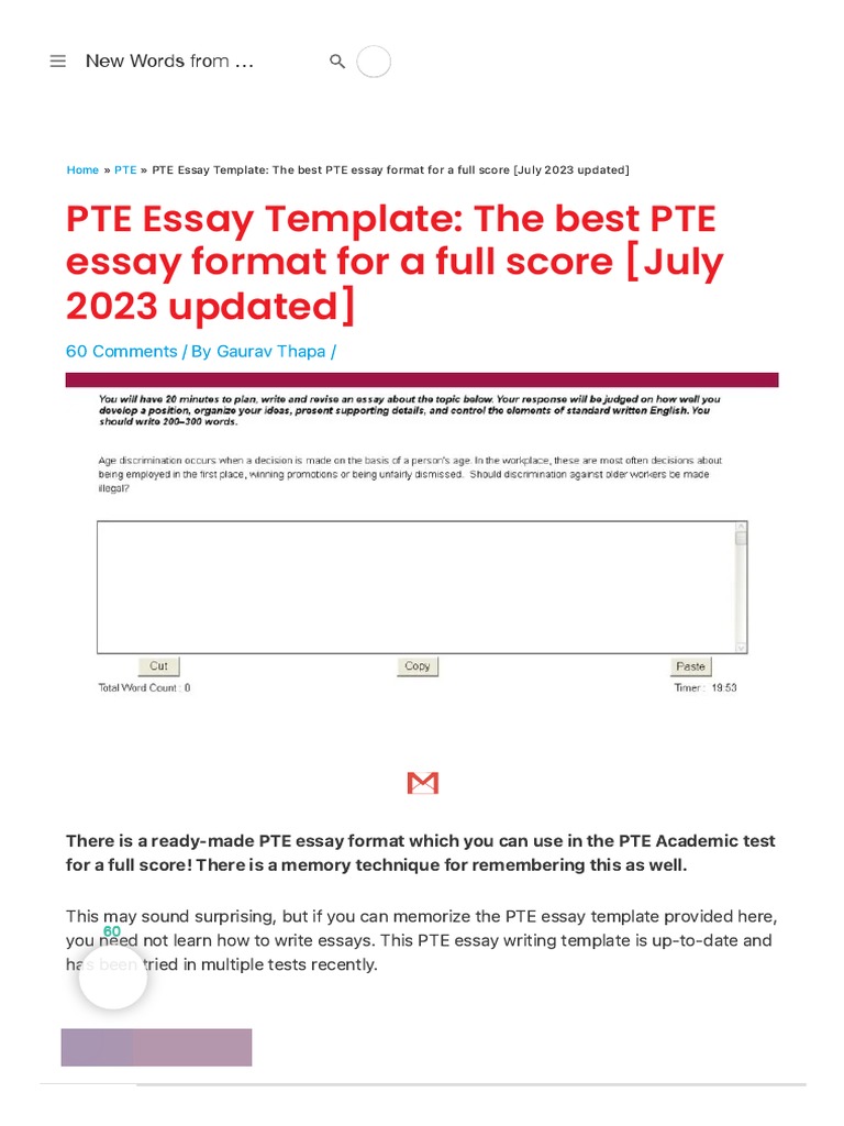 PTE Essay Template for Full Score | PDF | International English ...