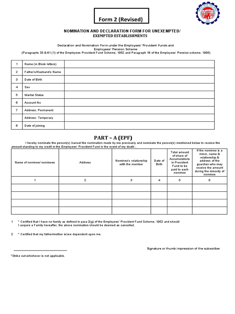 A6273cac3b3194 - 1651755715 - PF Nomination Form - FORM 2 Revised | PDF ...