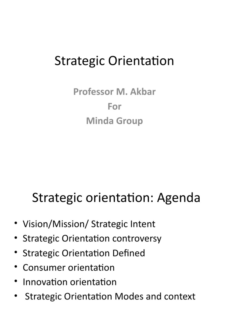 Strategic Orientation Guide | PDF | Marketing | Innovation