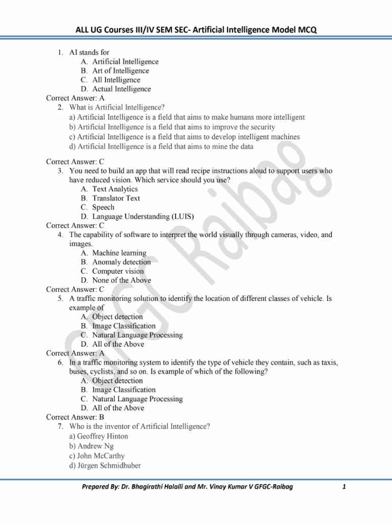 Ai Sample MCQ | PDF