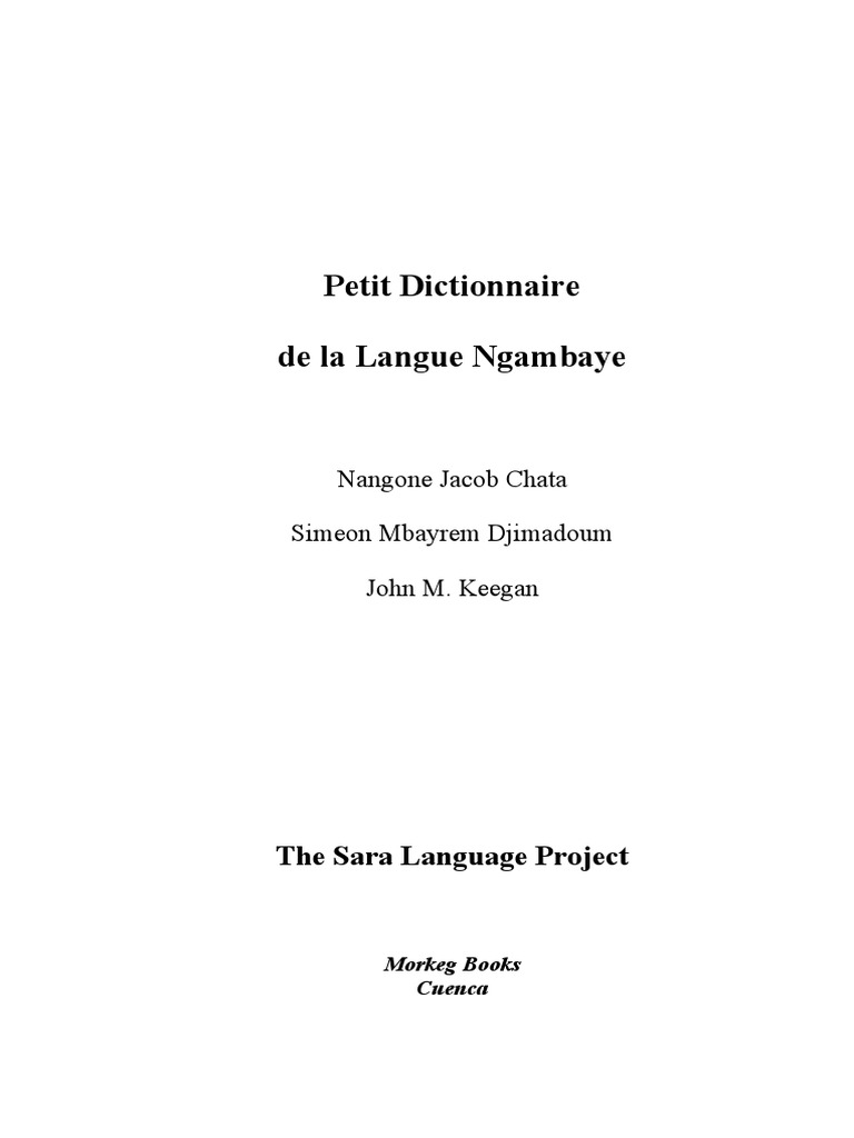Dictionnaire de la Langue Ngambaye | PDF | Verbe