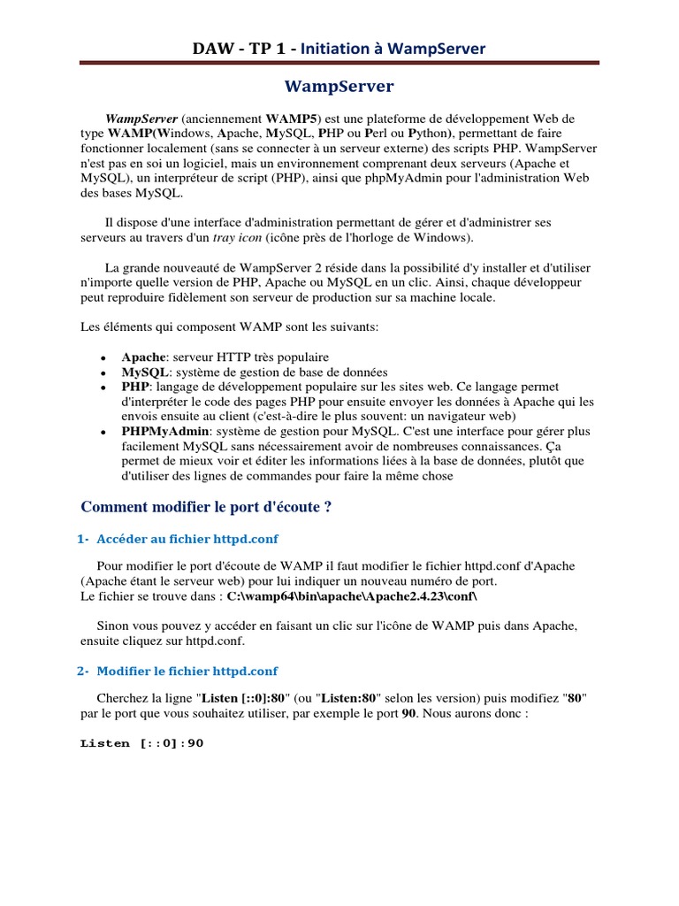 TP1 WampServer | PDF | PHP | MySQL