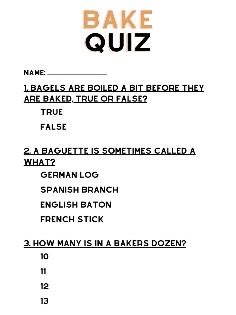 Bake Quiz | PDF