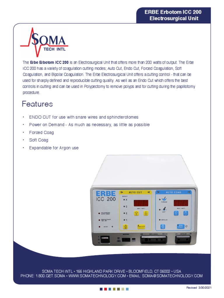 ERBE ICC 200 Electrosurgical Unit | PDF | Quantity | Electronics