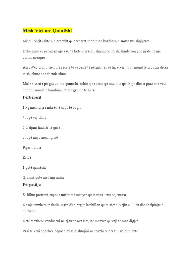 Mish Viçi Me Qumësht | PDF
