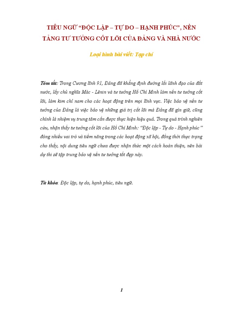 TIÊU NGỮ ĐỘC LẬP - TỰ DO - HẠNH PHÚC (!) | PDF