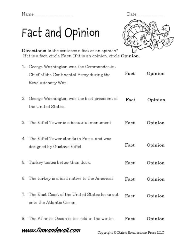 Fact and Opinion Worksheet | PDF