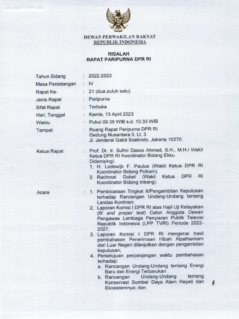 persipar-Risalah-Rapat-Risalah-Rapat-Paripurna-DPR-RI-Ke-21-Masa-Persidangan-IV-Tahun-Sidang ...