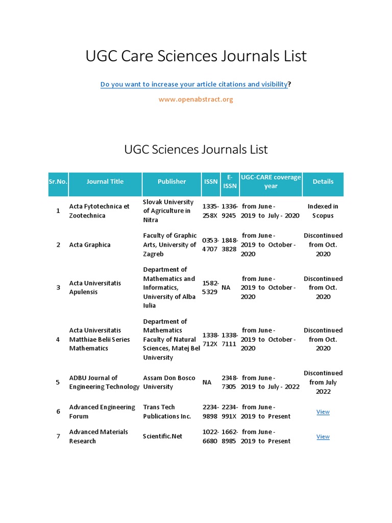 UGC Care Journals List | PDF | Science | Elsevier