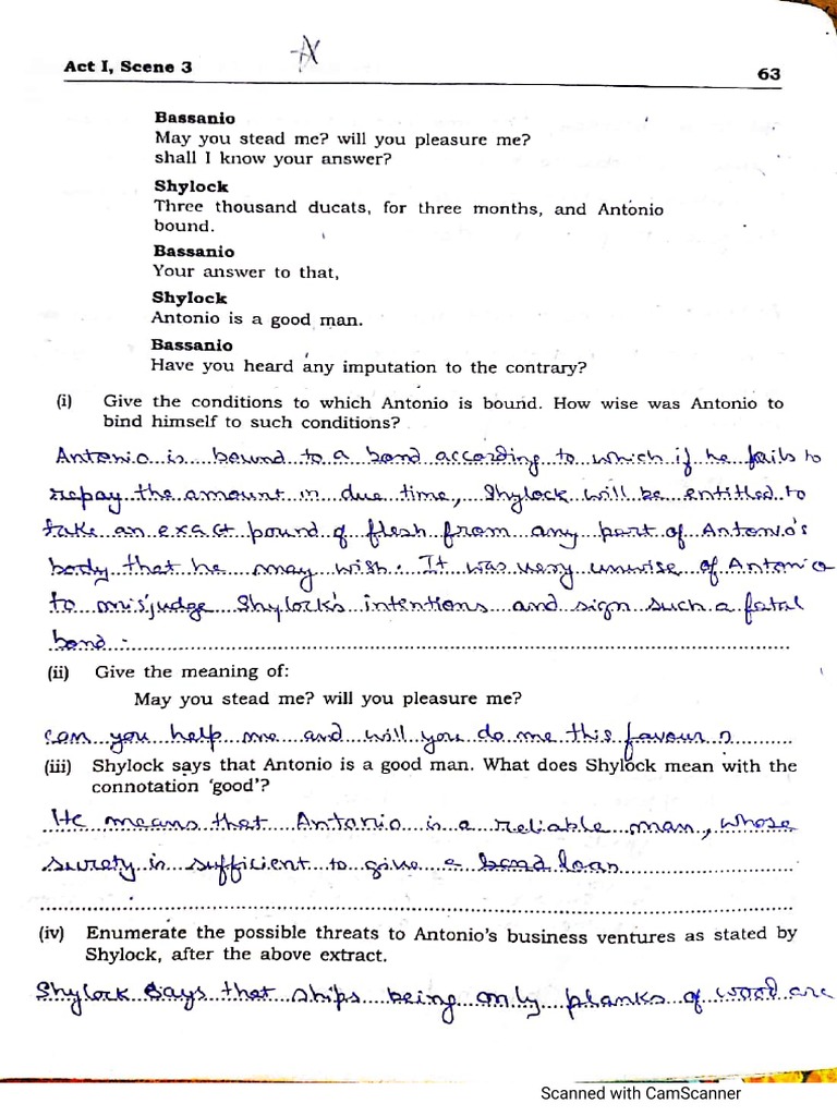 Merchant of Venice Act 1 SC 3 | PDF