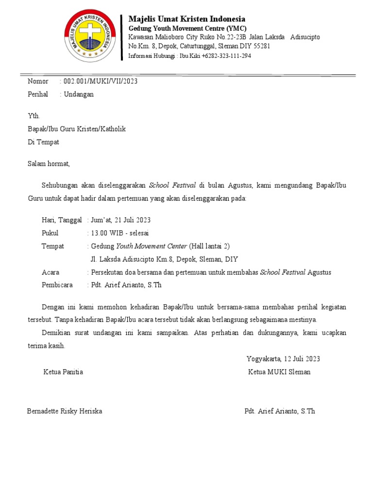 Surat Undangan Guru | PDF