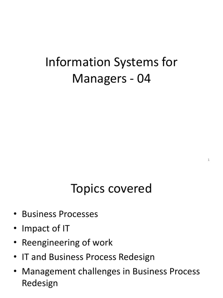 ISM-04 & 05 (Business Process Reengineering) | PDF | Business Process ...