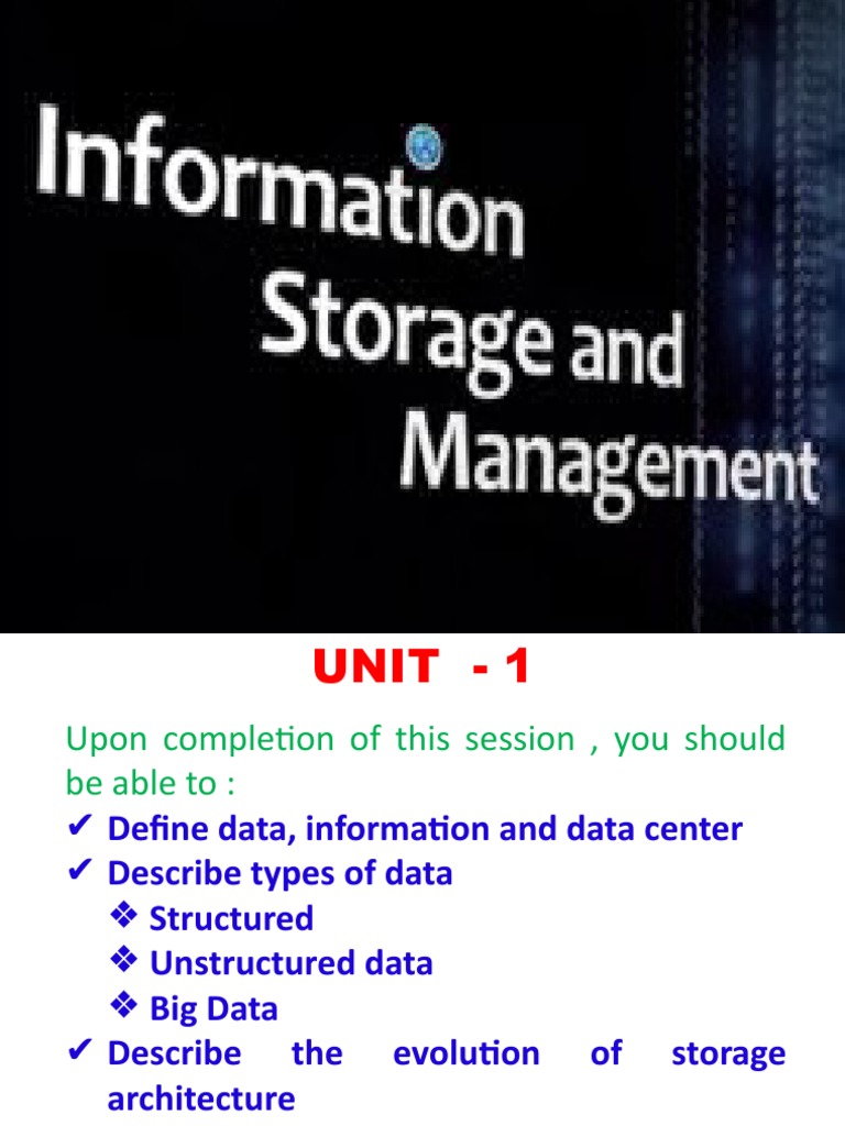 Ism - Unit - 1 Session - 1 | PDF | Data | Computer Data Storage