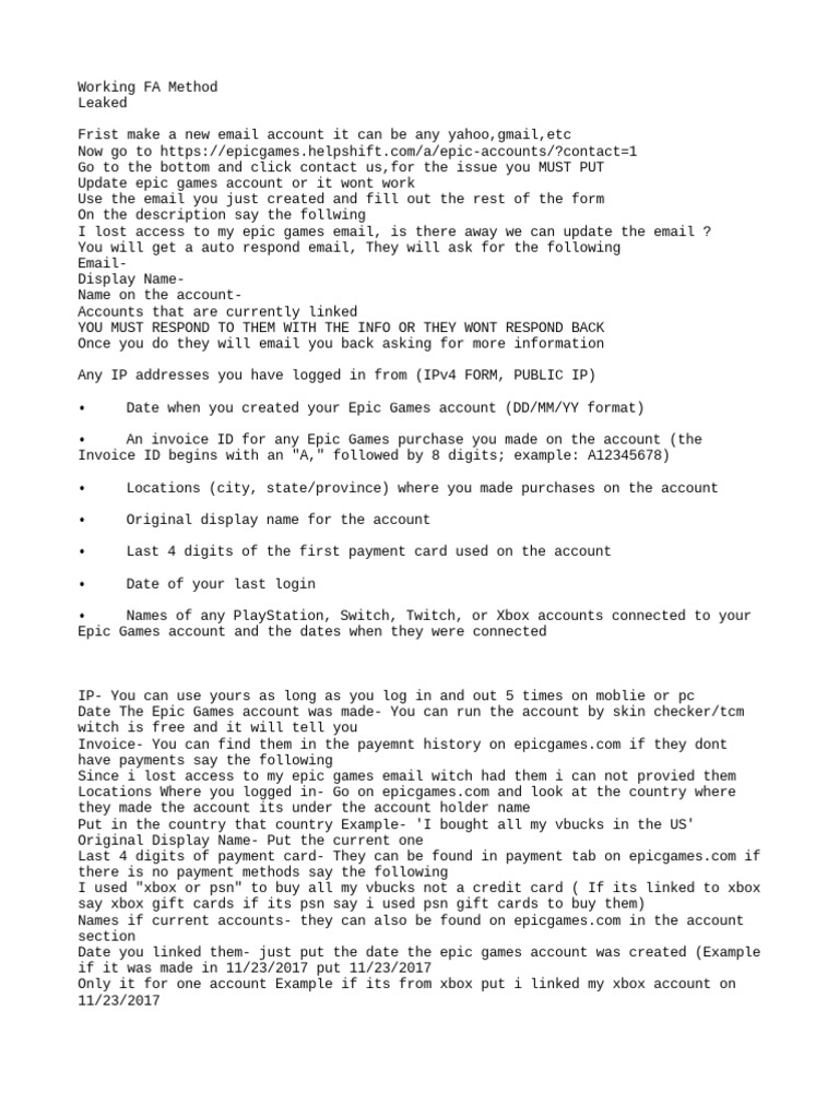 Working FA Method Fortnite | PDF | Payments | Computing