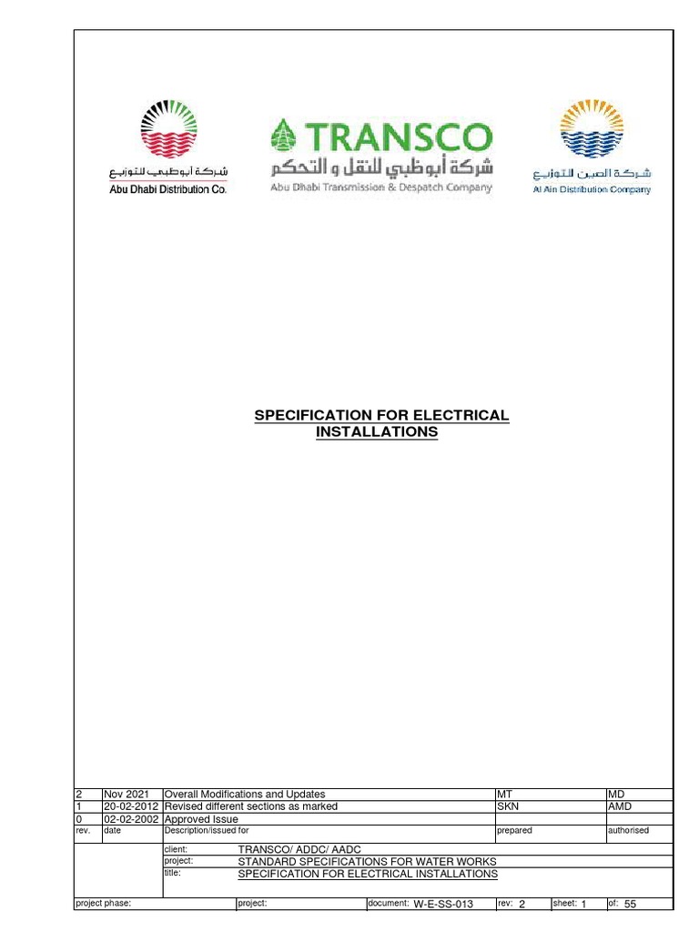 Electrical Installations Specification | PDF | Electrical Wiring | Lighting