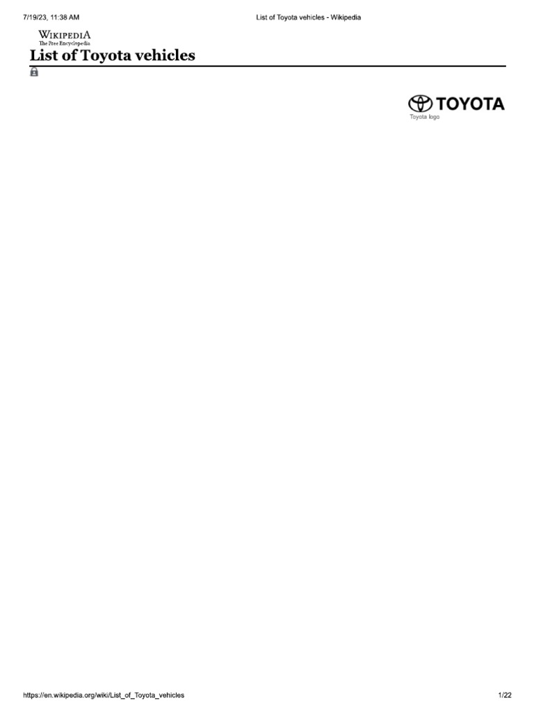 All Toyota Vehicles | PDF