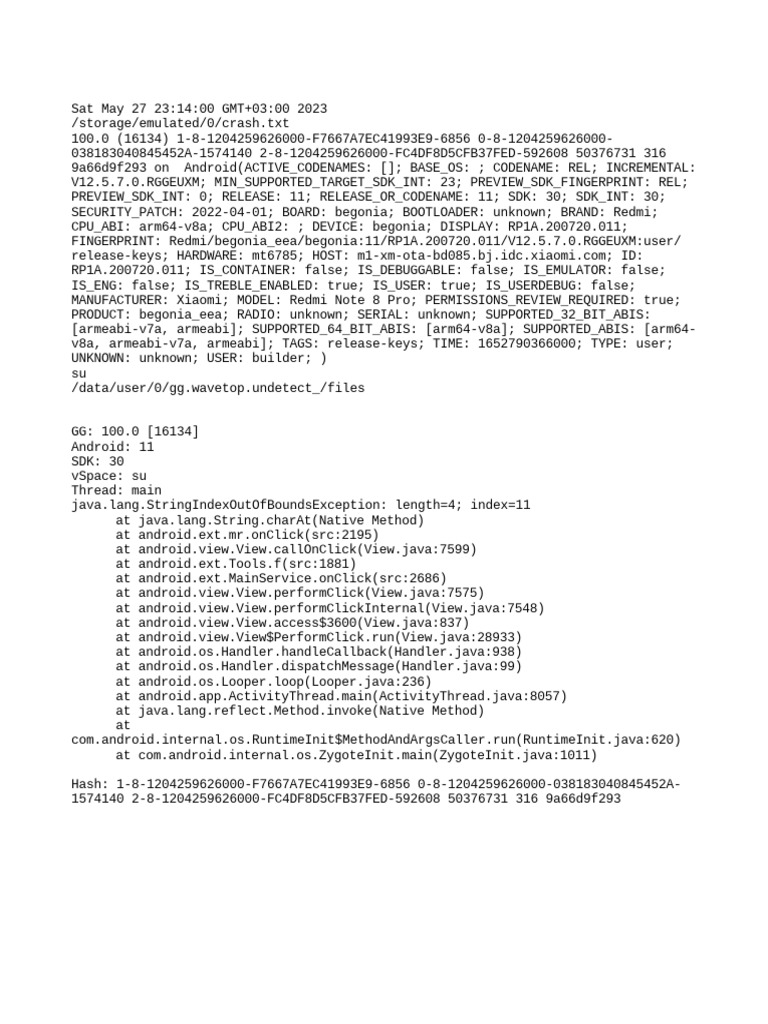 Crash | PDF | Android (Operating System) | Java (Programming Language)