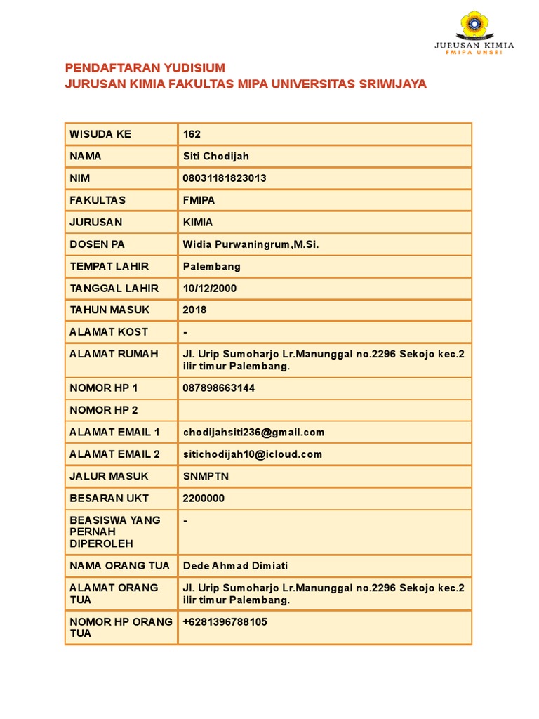 Formulir Pendaftaran Yudisium - NAMA | PDF | Kesehatan Holistik | Sains & Matematika