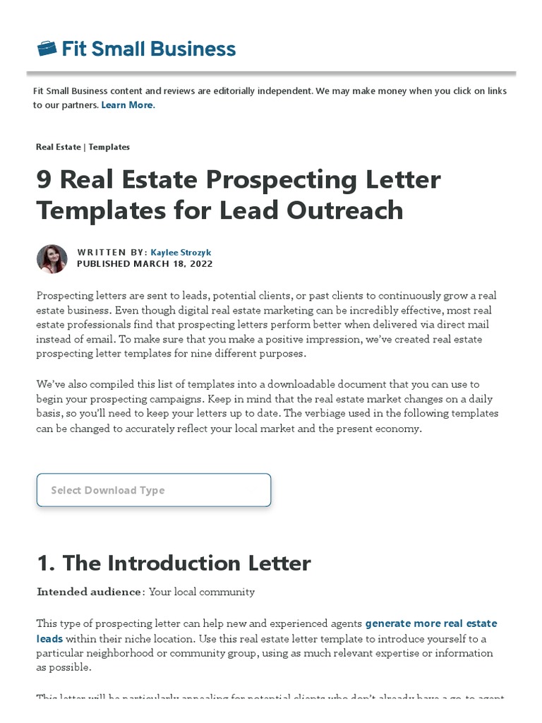 Real Estate Listing Letter Template