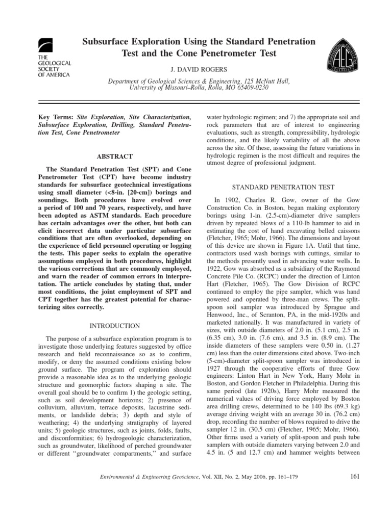 62 Subsurface Exploration Using The Standard Penetration and Cone ...