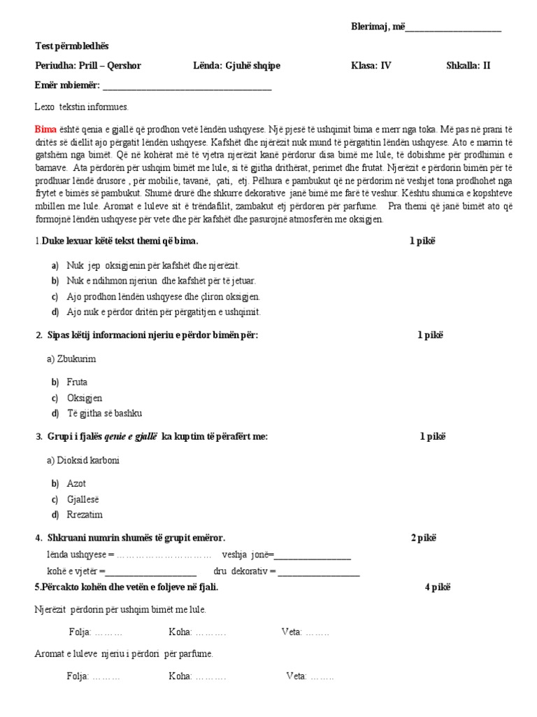 Test KLASA 4 | PDF