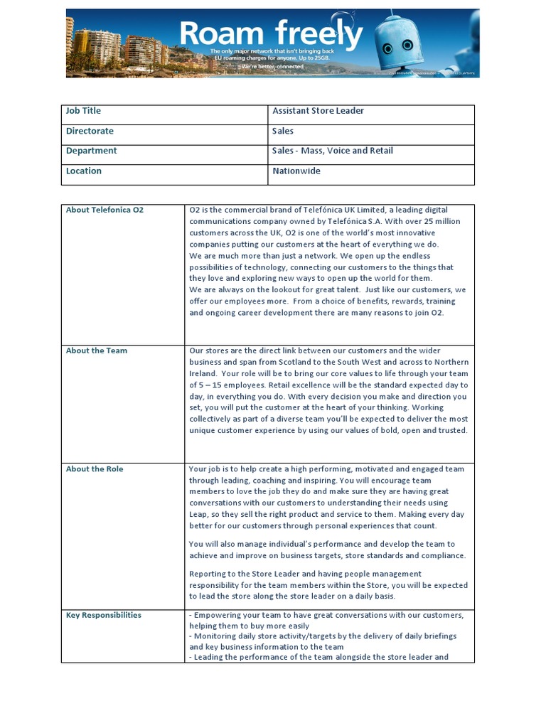 Assistant Store Leader JD | PDF | Regulatory Compliance | Marketing