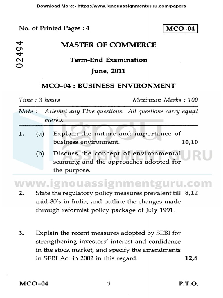 MCO 04 Previous Year Question Papers by Ignouassignmentguru | PDF ...