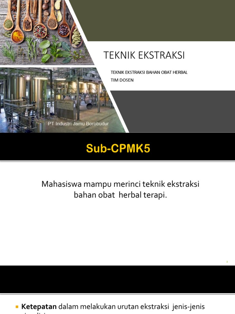 Materi 5 - Teknik Ekstraksi Bahan Obat Herbal Terapi | PDF