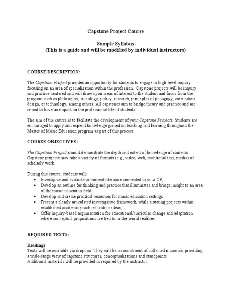 Capstone Project Course Syllabus | PDF