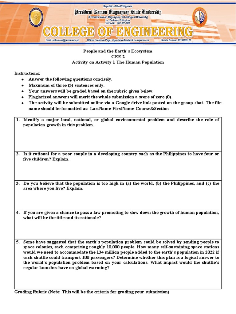 GEE 2 Topic 1 Activity | Download Free PDF | Rubric (Academic) | Natural Environment