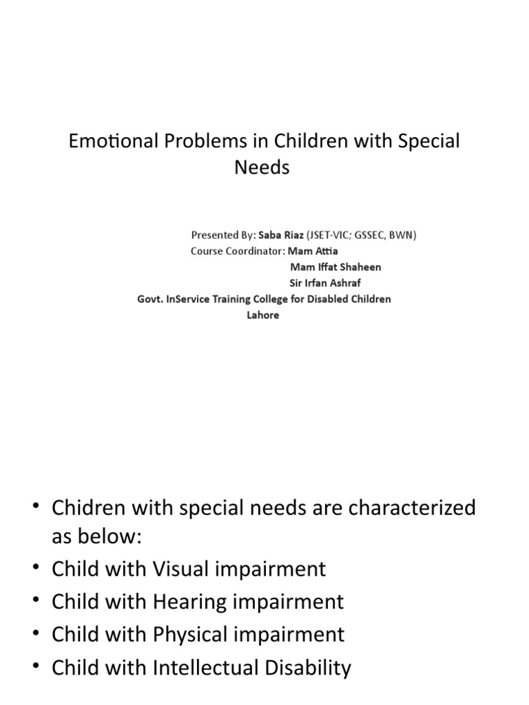Emotional Challenges in Special Needs Kids | PDF | Anxiety | Bullying
