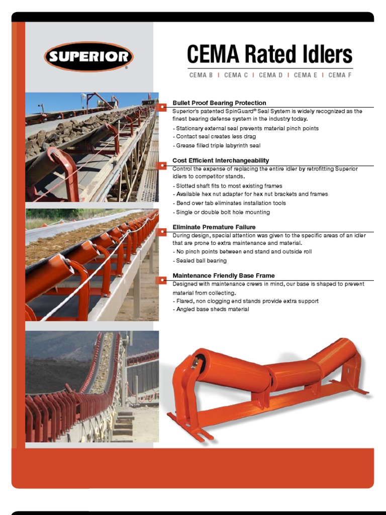 Superior CEMA Rated Idlers | PDF | Bearing (Mechanical) | Belt (Mechanical)