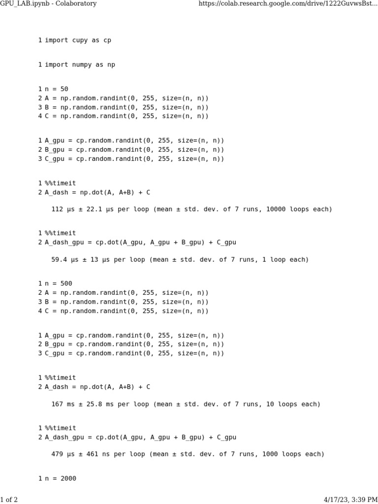 Gpu Lab Ipynb Colaboratory Pdf Unix Software Computer