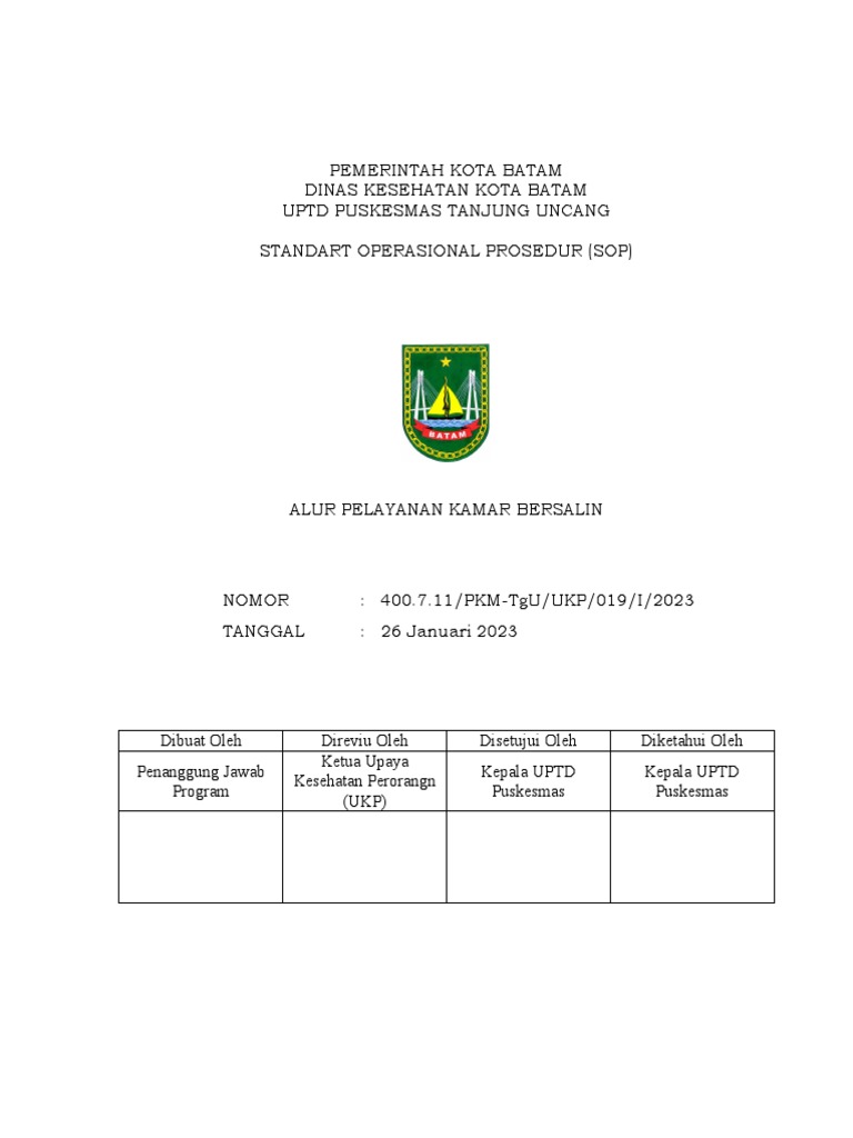 Sop Pelayanan Kamar Bersalin Batam Pdf