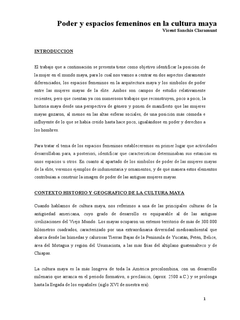 Poder y Espacio Femenino en La Cultura Maya | PDF | Civilización maya ...