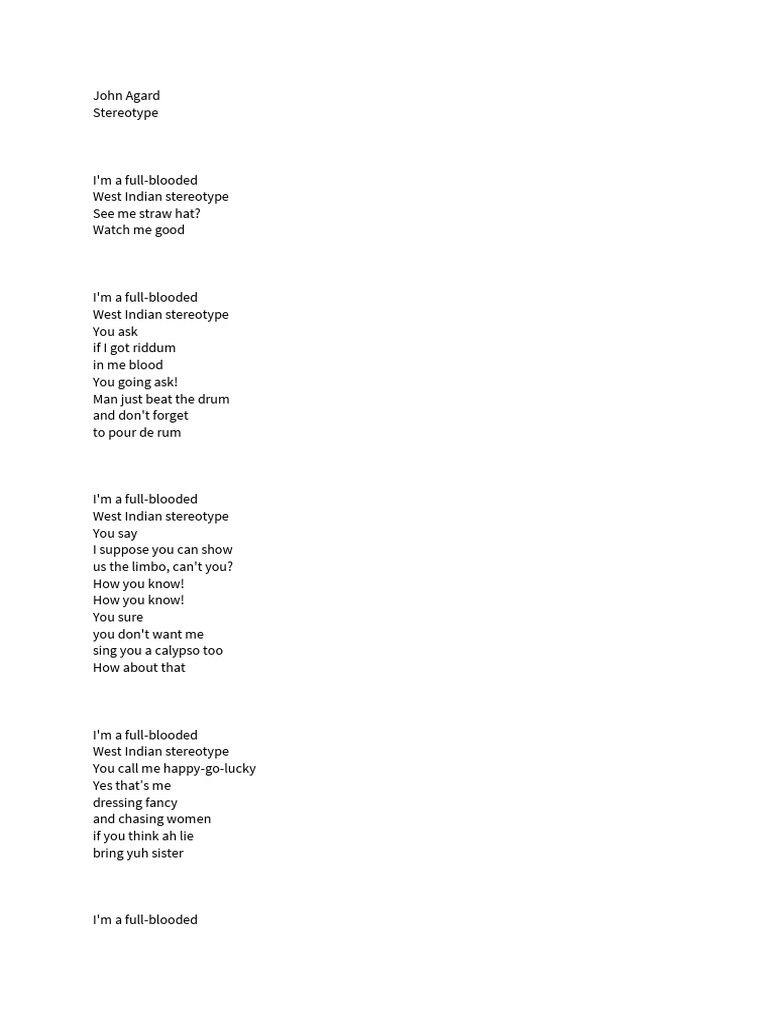 John Agard - Stereotype | PDF