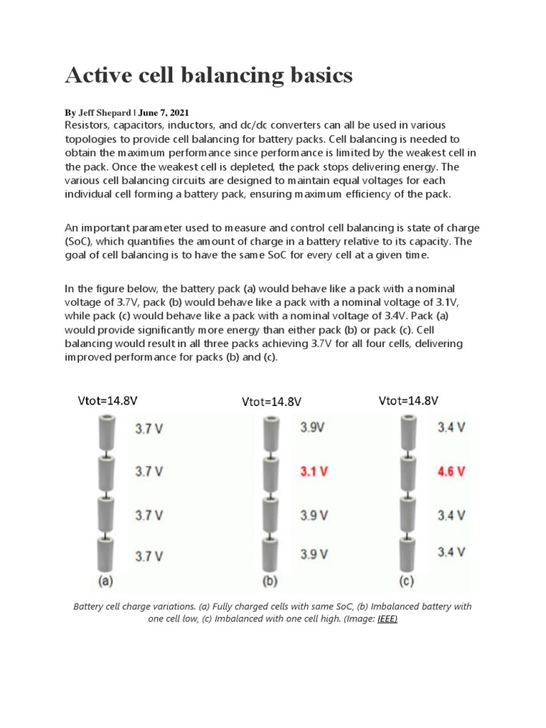 Active cell balancing basics(Capacitor) | PDF | Capacitor | Voltage